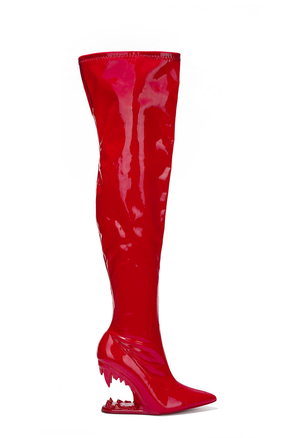 Baku Patent Thigh-High Boots Cheetah Replica – Cape Robbin