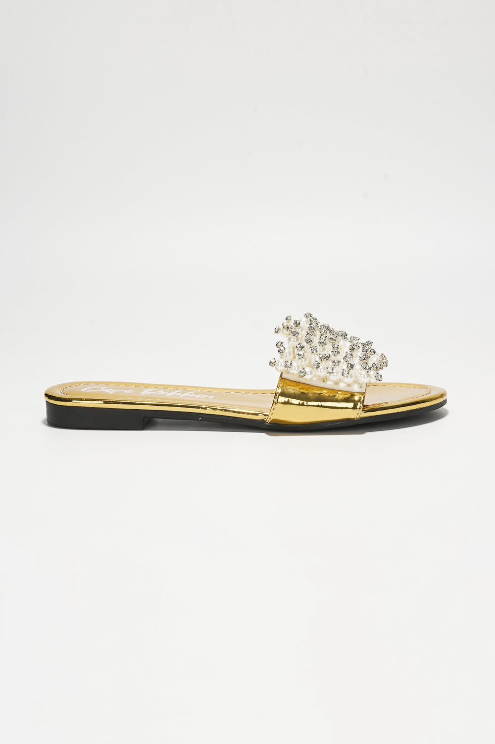 Fara Glamorous Pearl Embellished Round Toe Slip On Sandals – Cape Robbin